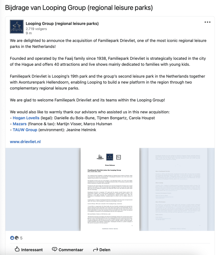 Familiepark Drievliet komt in handen van Looping Group - Backseaters
